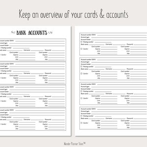 Bank Accounts List Printable PDF A4 A5 Letter Format - Etsy