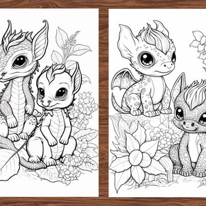 10 Coloring Pages of Cute Dragon Babies - Etsy