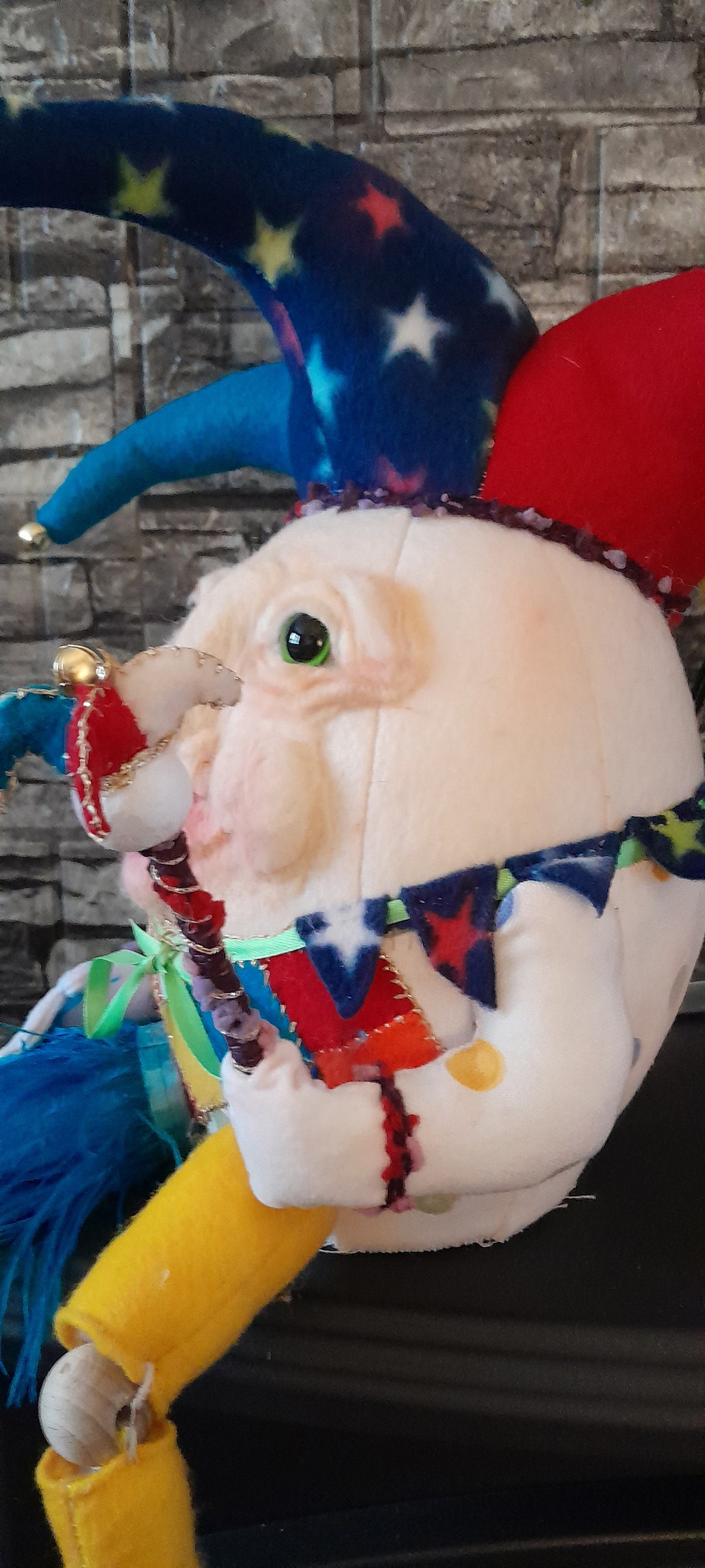 Court Jester Style Humpty Dumpty Textile Art Doll Collectable More ...