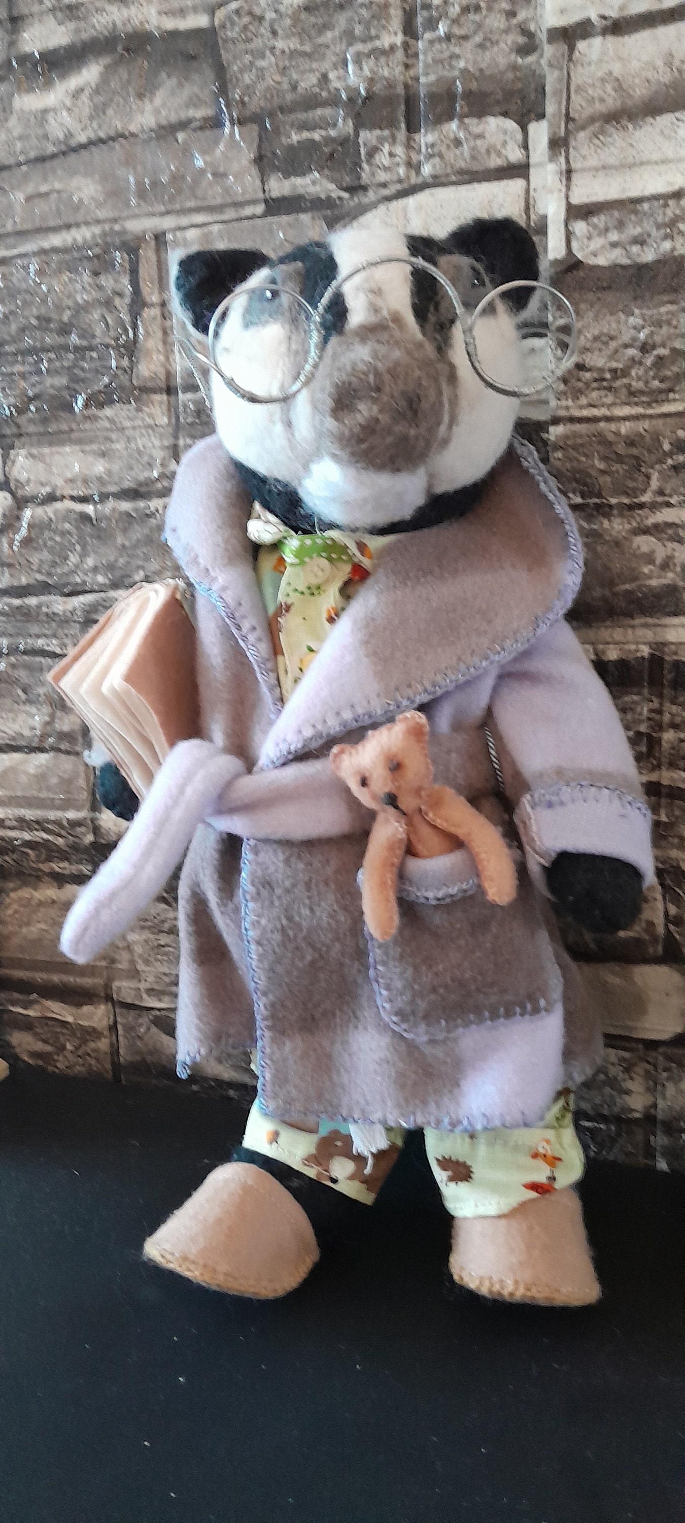 Made to Order Badger Ready for Bed Soft Sculpture Figure With His ...