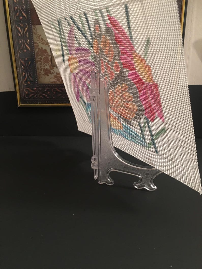 Pink Bow Hand Painted Needlepoint Canvas Gold Touches 4" Perfect Size ...