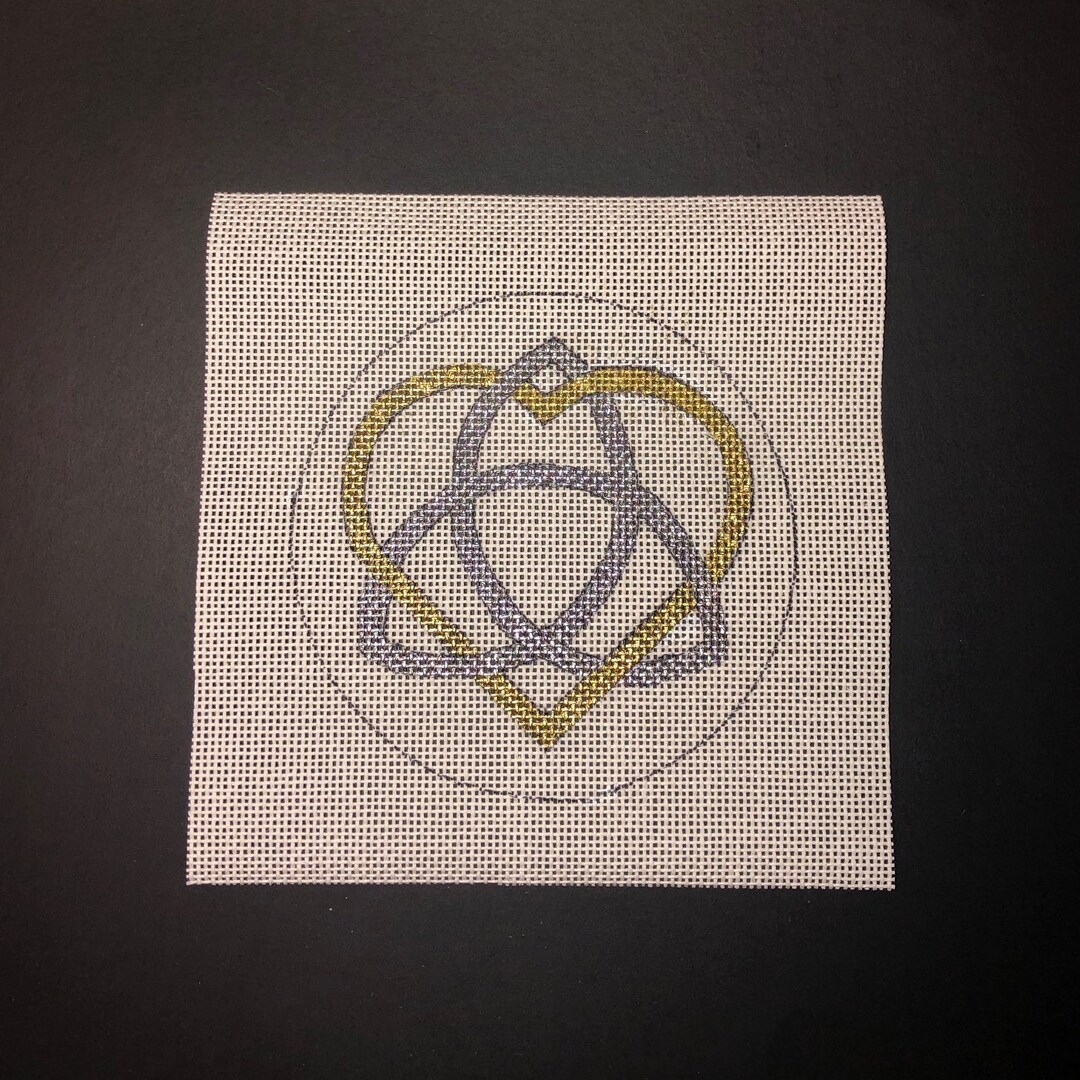 Needlepoint Canvas Celtic Love Knot. Hand Painted Gold & Silver ...