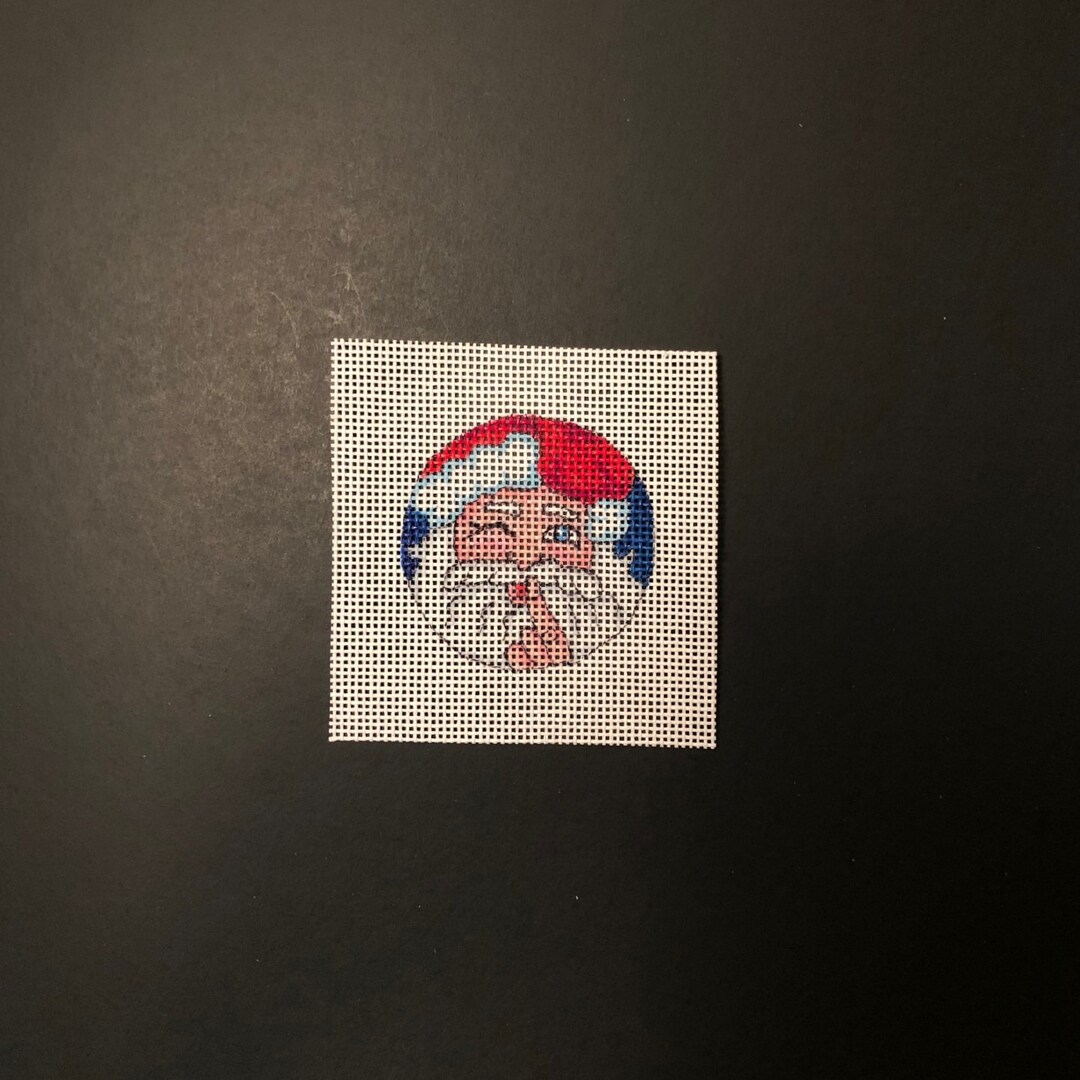 Mini Needlepoint Canvas Hand Painted Santa Claus 2 - Etsy