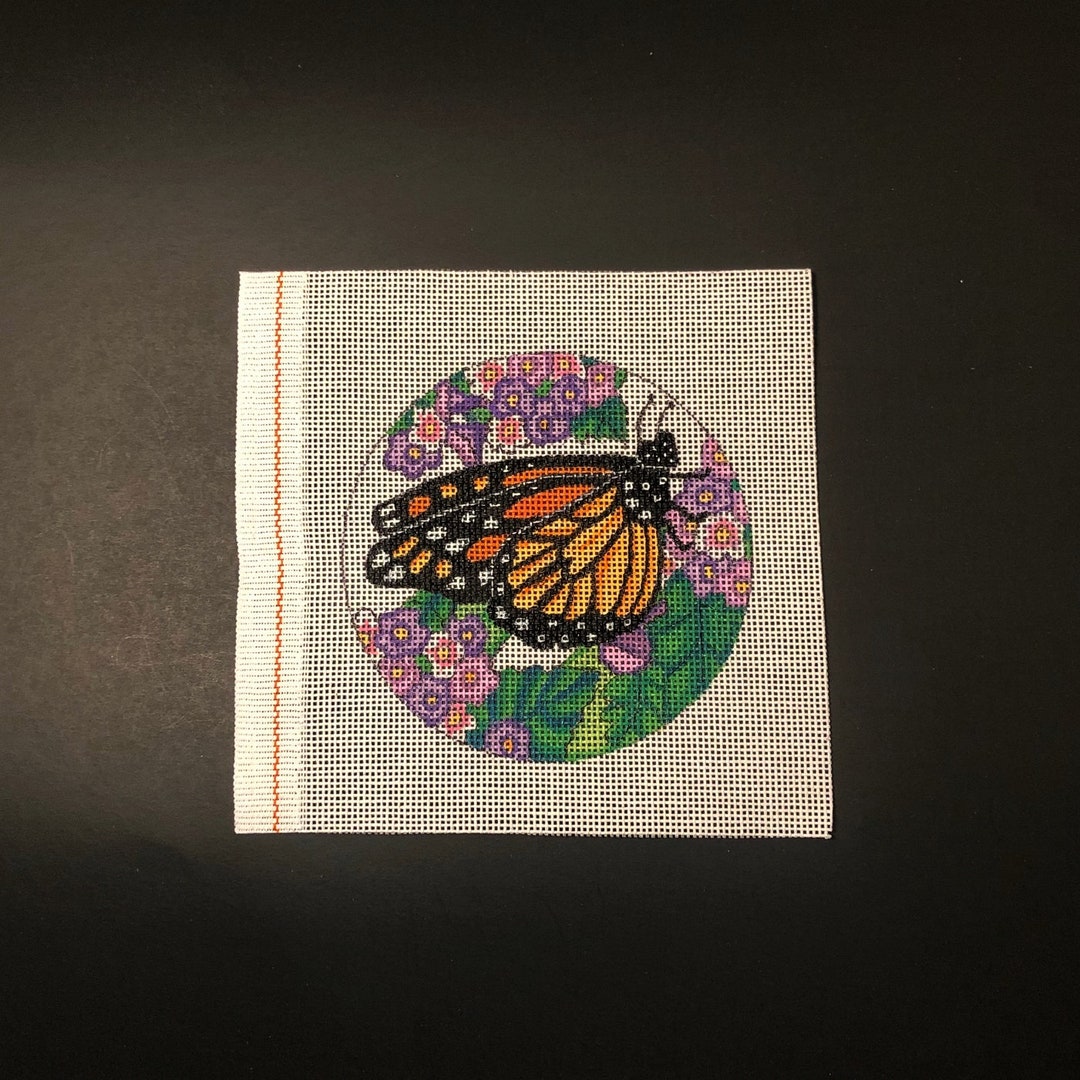 Monarch Butterfly Needlepoint Handpainted Canvas , 4 Perfect Size for a ...