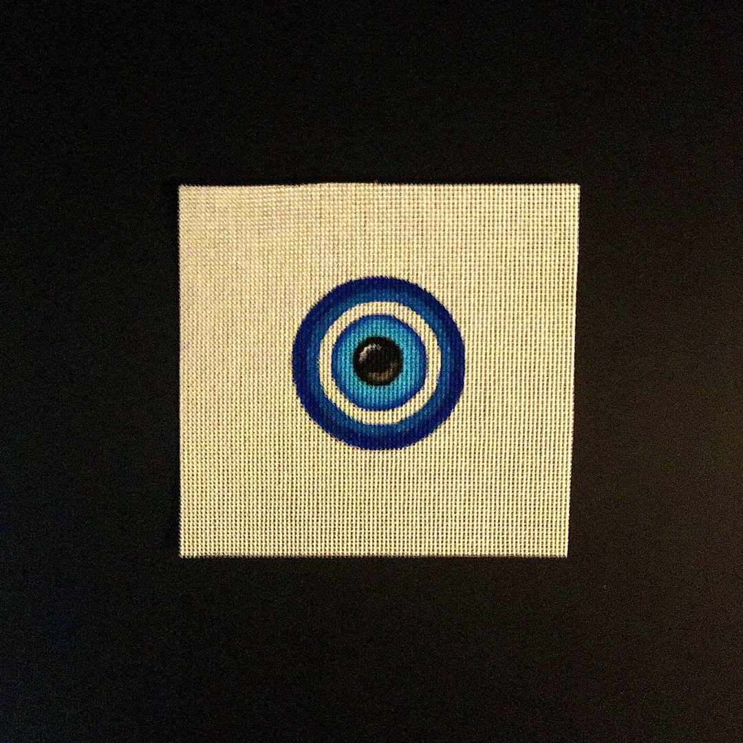 Mini Evil Eye Needlepoint Canvas Ancient Symbol of Protection. 2" Evil ...