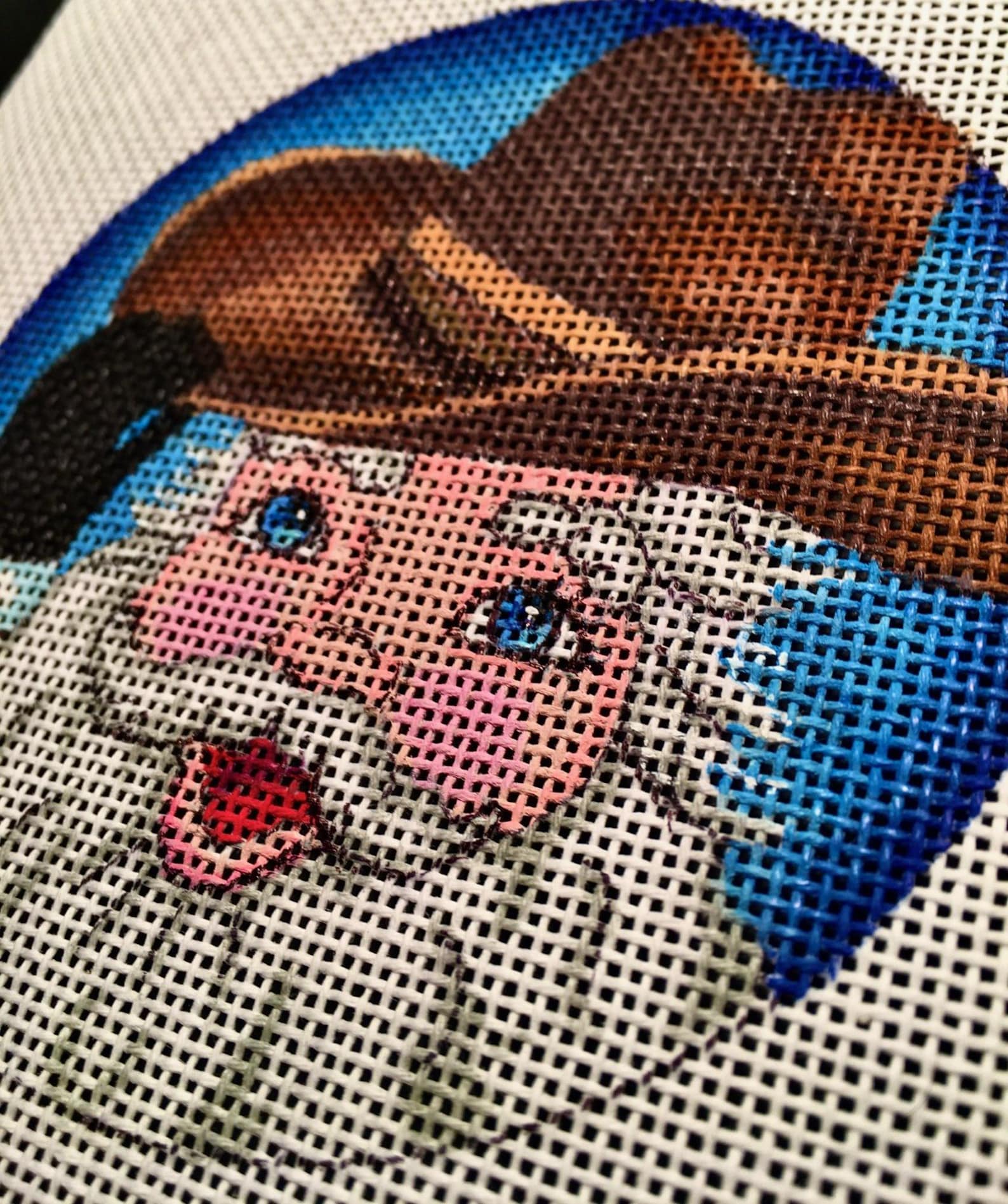 Cowboy Santa Hand Painted Needlepoint Canvas, 4" Perfect Size Ornament ...