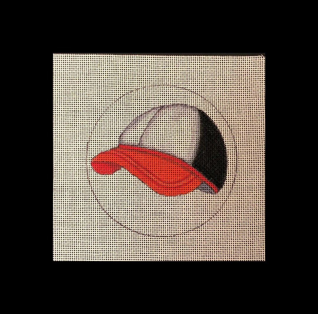 Baseball Cap Needlepoint Hand Painted Canvas, 4" Perfect Size for ...