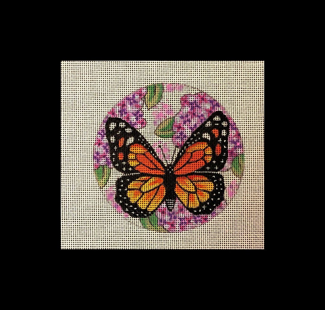 Monarch Butterfly Needlepoint Handpainted Canvas , 4" Perfect Size for ...