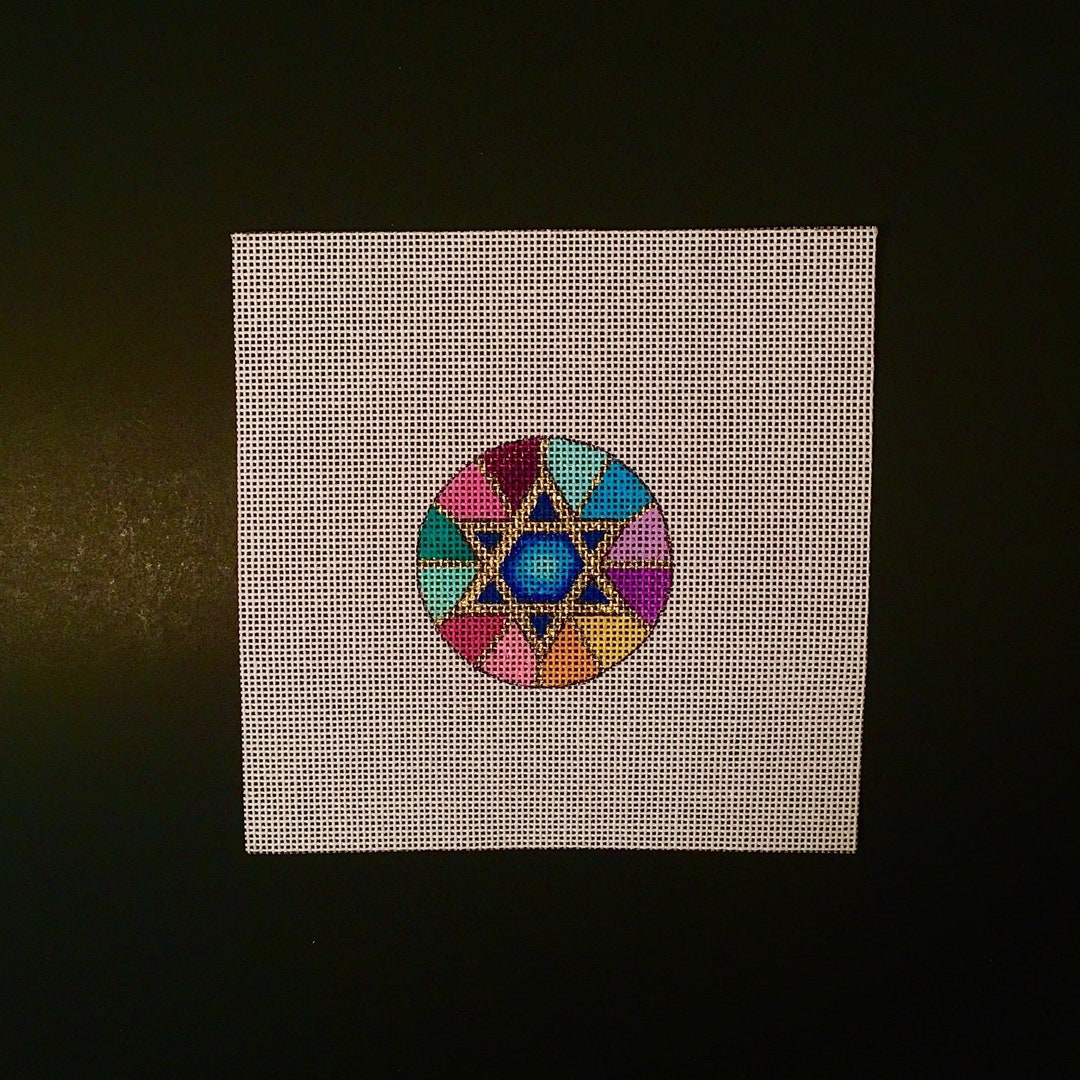 Mini Star of David Needlepoint Colorful Design Hand Painted on - Etsy