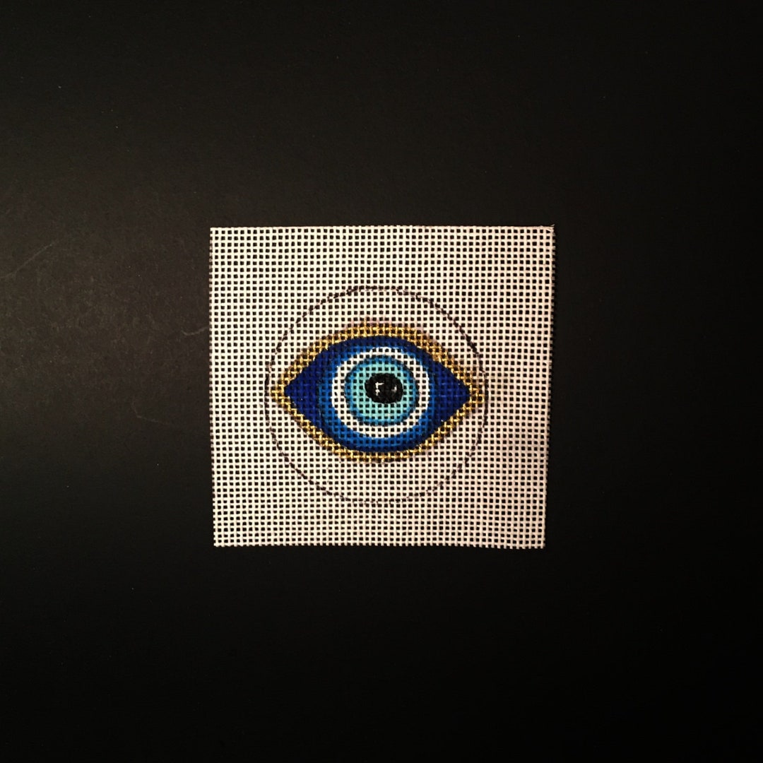 Mini Evil Eye Needlepoint Canvas Ancient Symbol of Protection 2 Evil ...