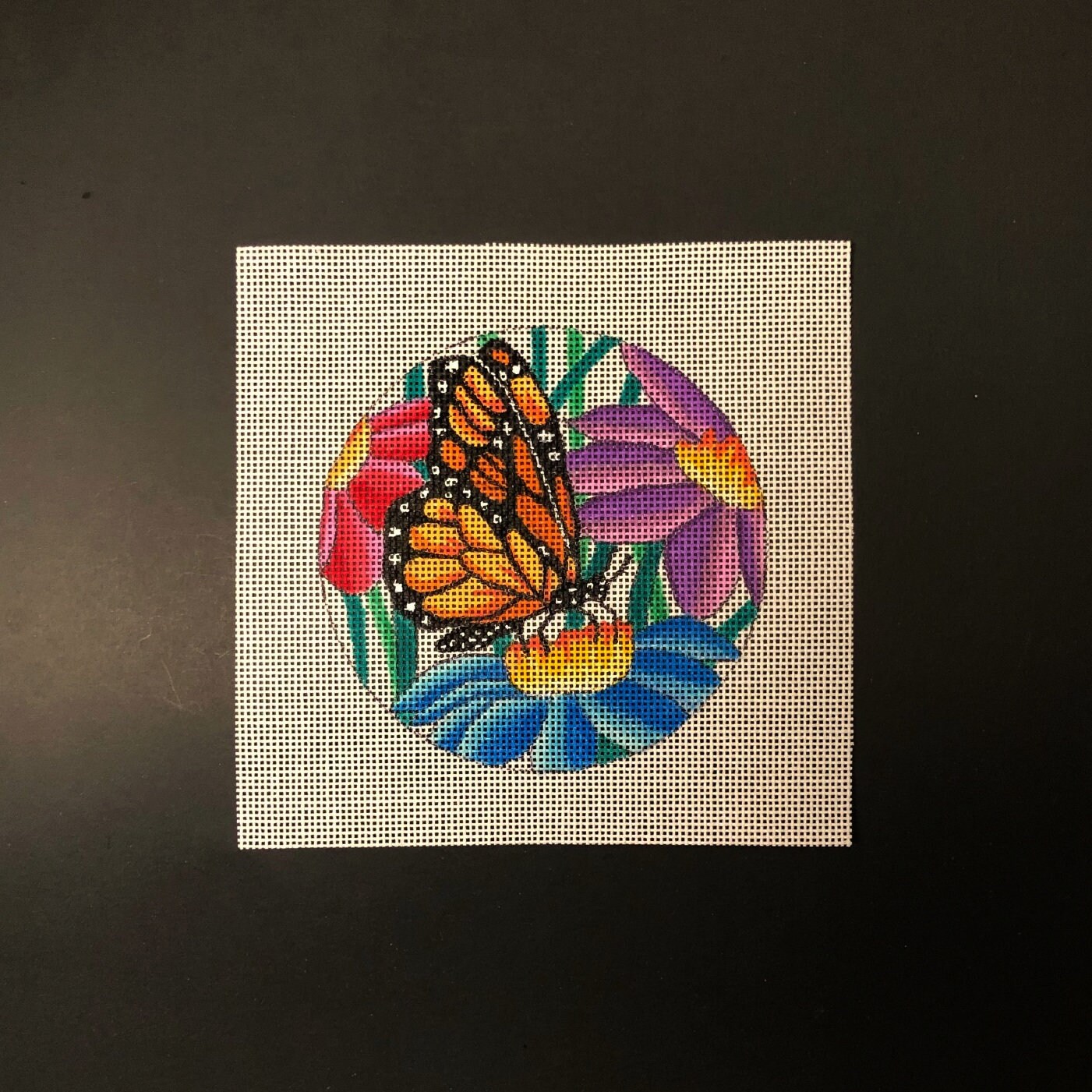 Monarch Butterfly Needlepoint Handpainted Canvas , 4 Perfect Size for a ...