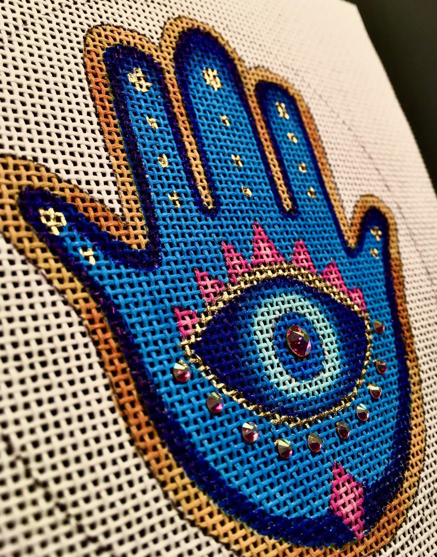 11 Swarovski Eye Sparkles Evil Eye Protection Hand Painted Needlepoint ...