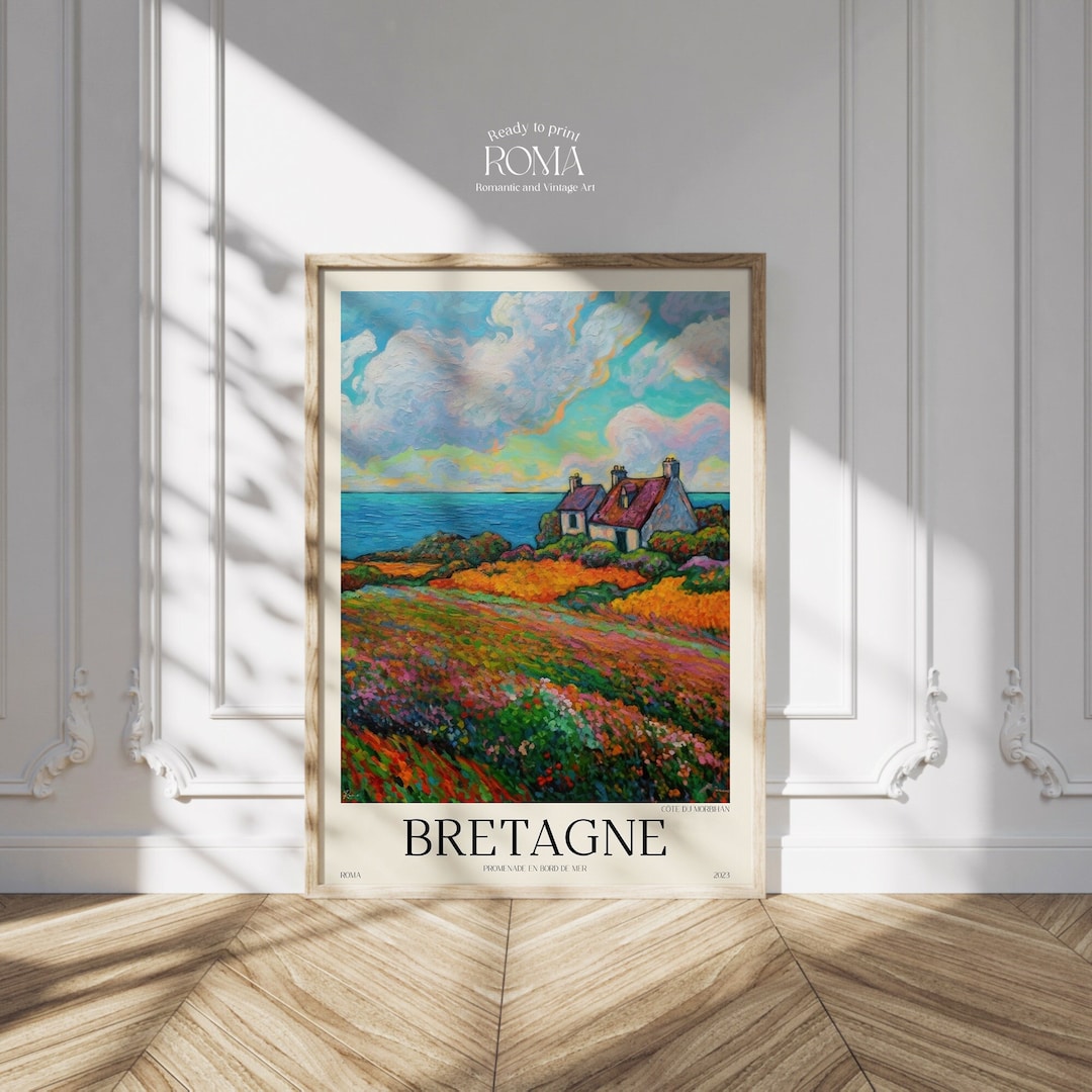 BRETAGNE Poster . Bretagne Seaside Art . Costal Poster . French Vintage ...
