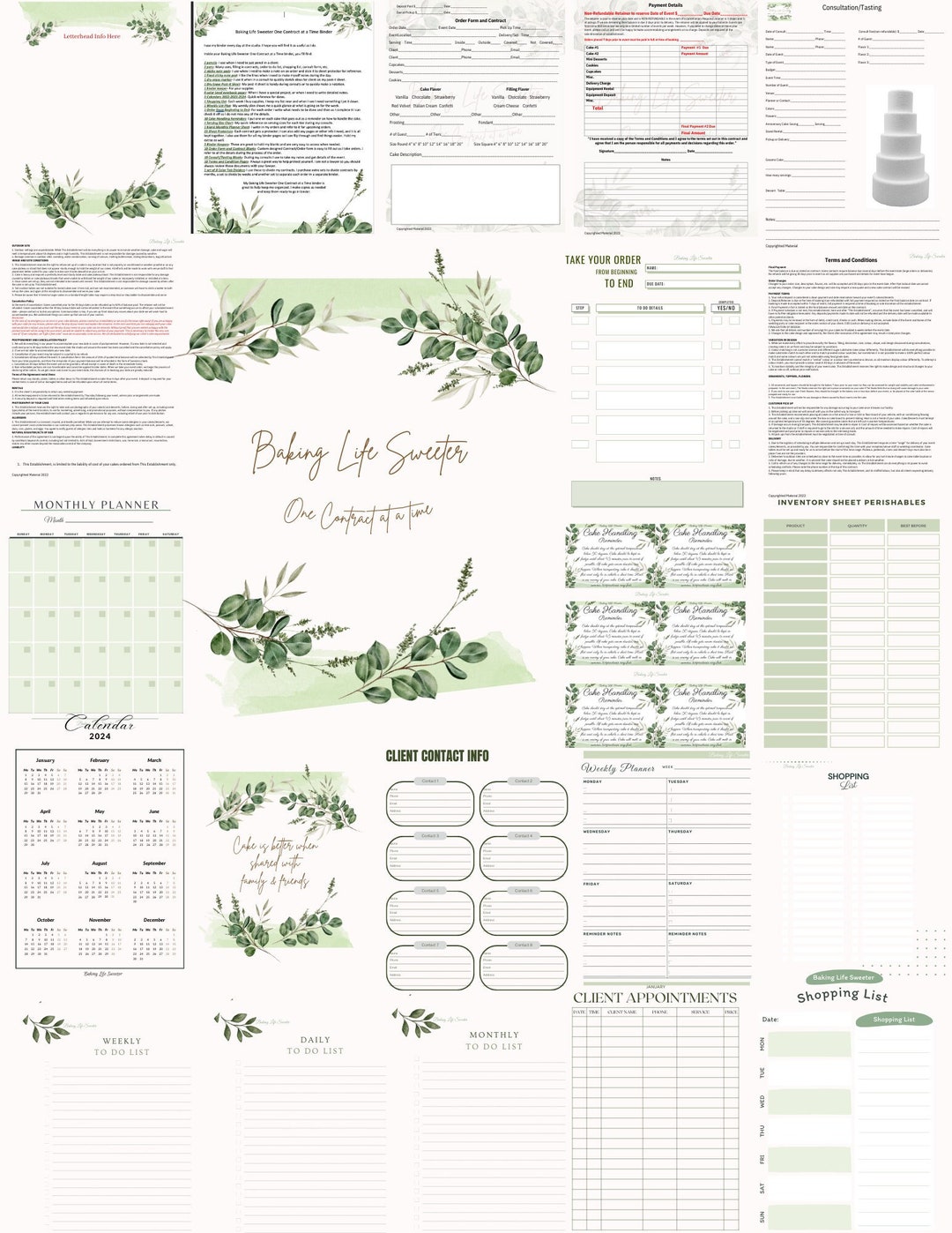 Baking Life Sweeter Digital Printable Planner, Personalize Planner for ...