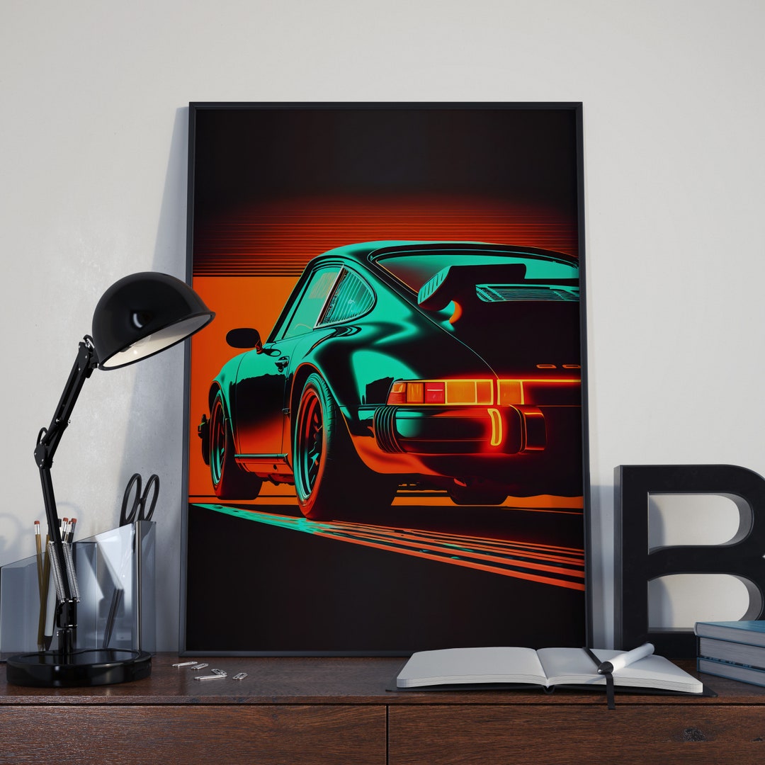Retro Colorful Porsche Wall Art Poster | DIGITAL DOWNLOAD | Retro Neon ...