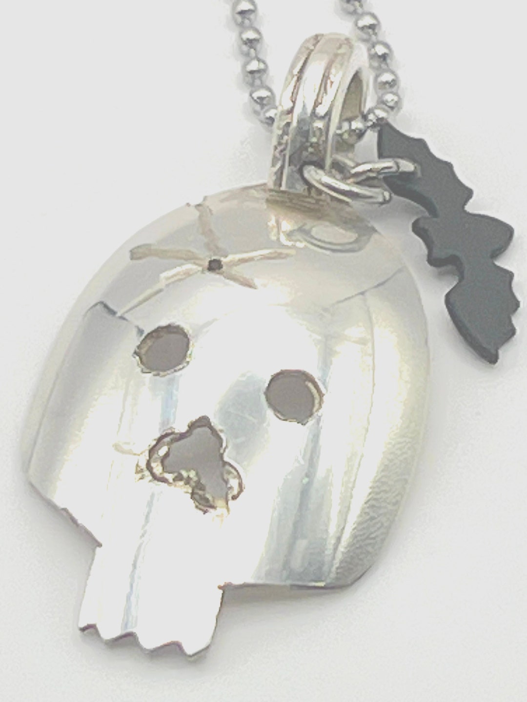 Halloween, Silver Skull and Bat, Necklace, Halloween Party, Costume ...