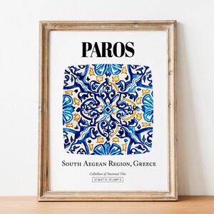 Paros Enchanting Tile Pattern Poster: Greek Island Charm in Wall Art - Etsy