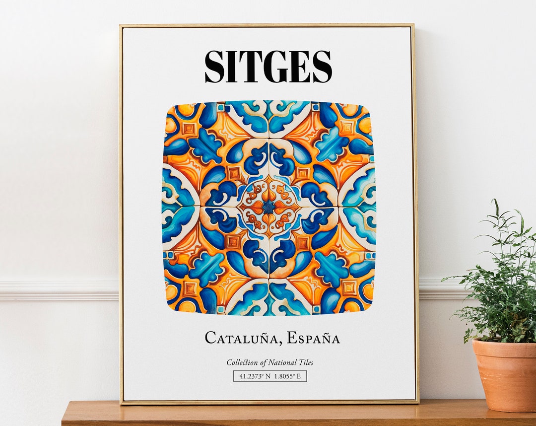 Sitges, Catalonia, Spain - Traditional Tile Pattern Stylish Wall Art ...