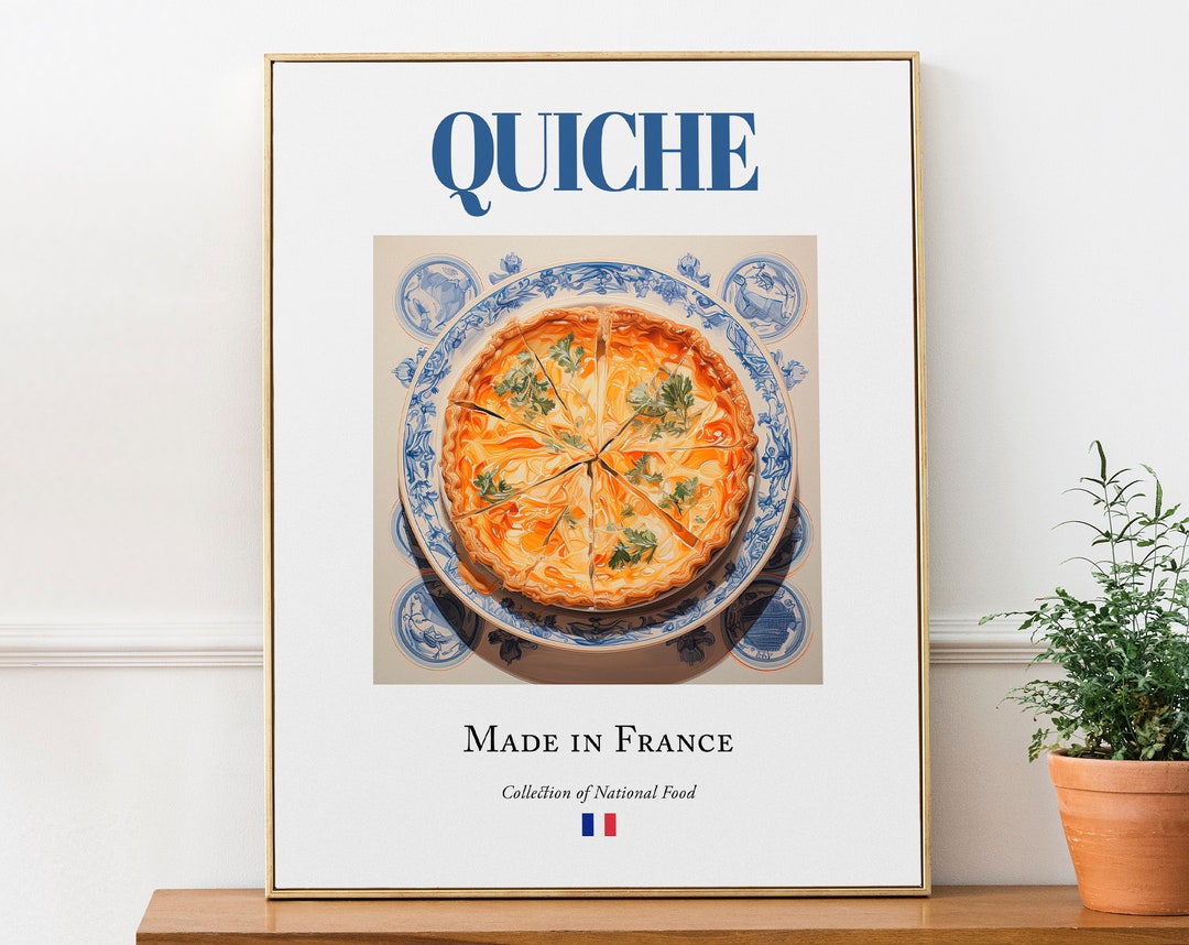 Quiche on Maiolica Tile Plate, Traditional French Food Wall Art Print ...