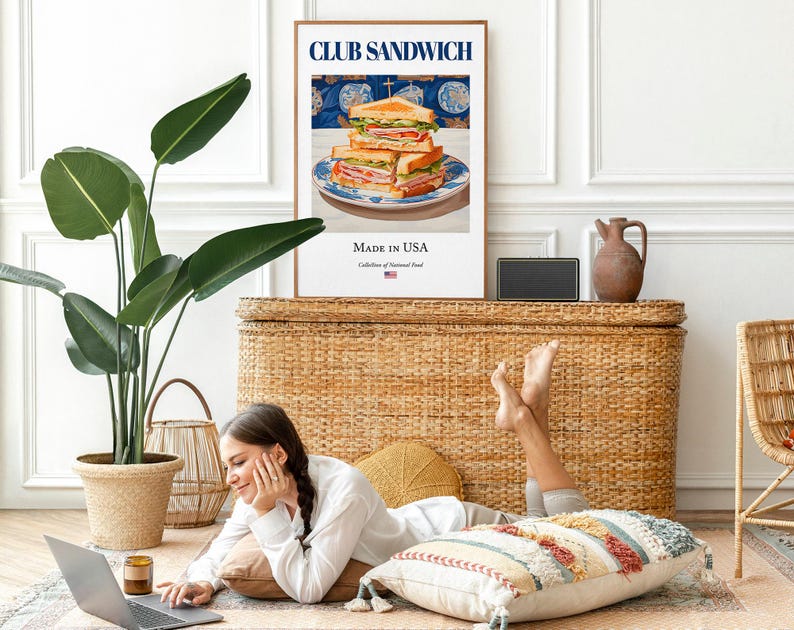 Club Sandwich Art Print: Traditional American Food Poster - Etsy