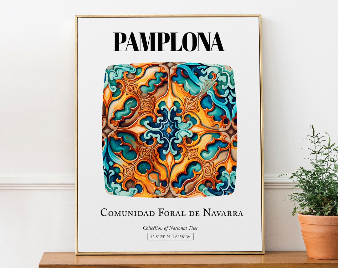 Pamplona, Navarre, Spain - Authentic Tile Pattern Wall Decor Print ...