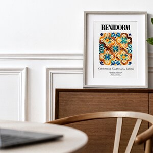 Benidorm Tile Pattern Wall Art Print Poster, Valencian Community, Spain ...