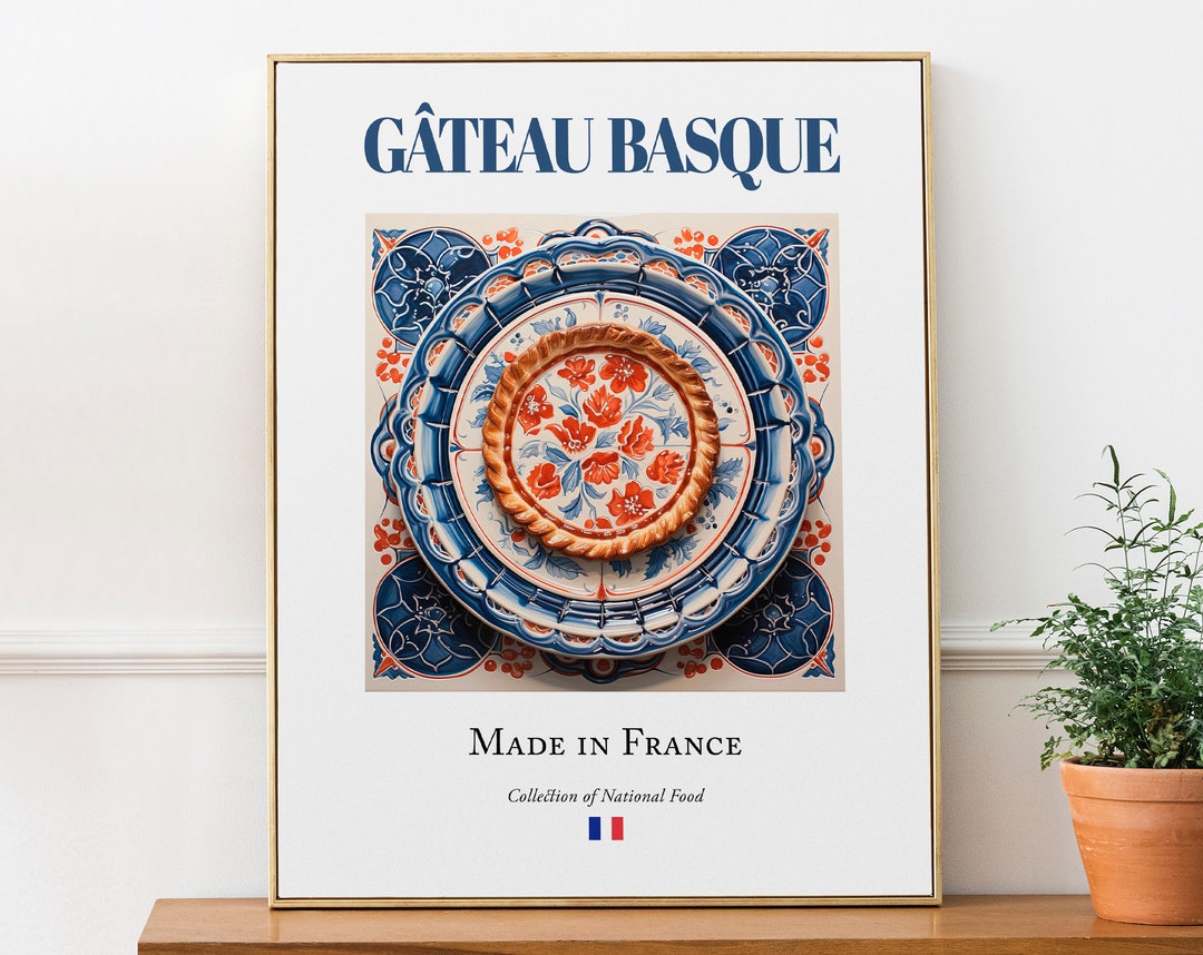 Gâteau Basque on Maiolica Tile Plate, Traditional French Food Wall Art ...
