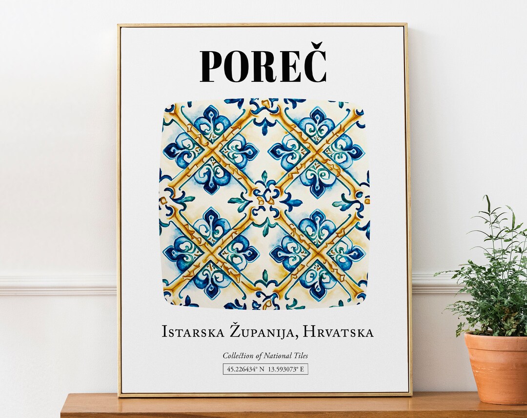 Poreč, Croatia, Traditional Tile Pattern Aesthetic Wall Art Decor Print ...