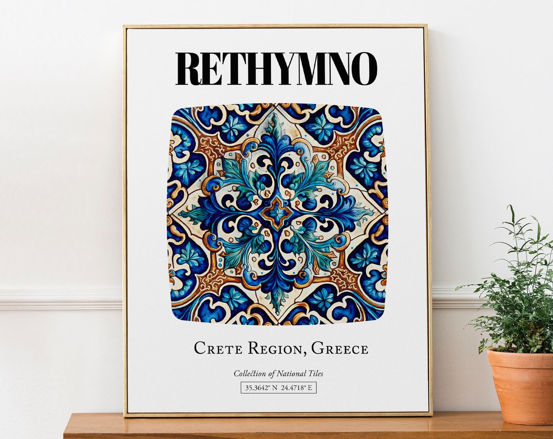 Rethymno Tile Pattern Poster: Charm of Crete in Wall Art - Etsy