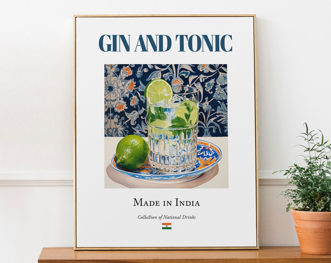 Gin and Tonic on Maiolica Tile, Traditional Indian Beverage (drink ...