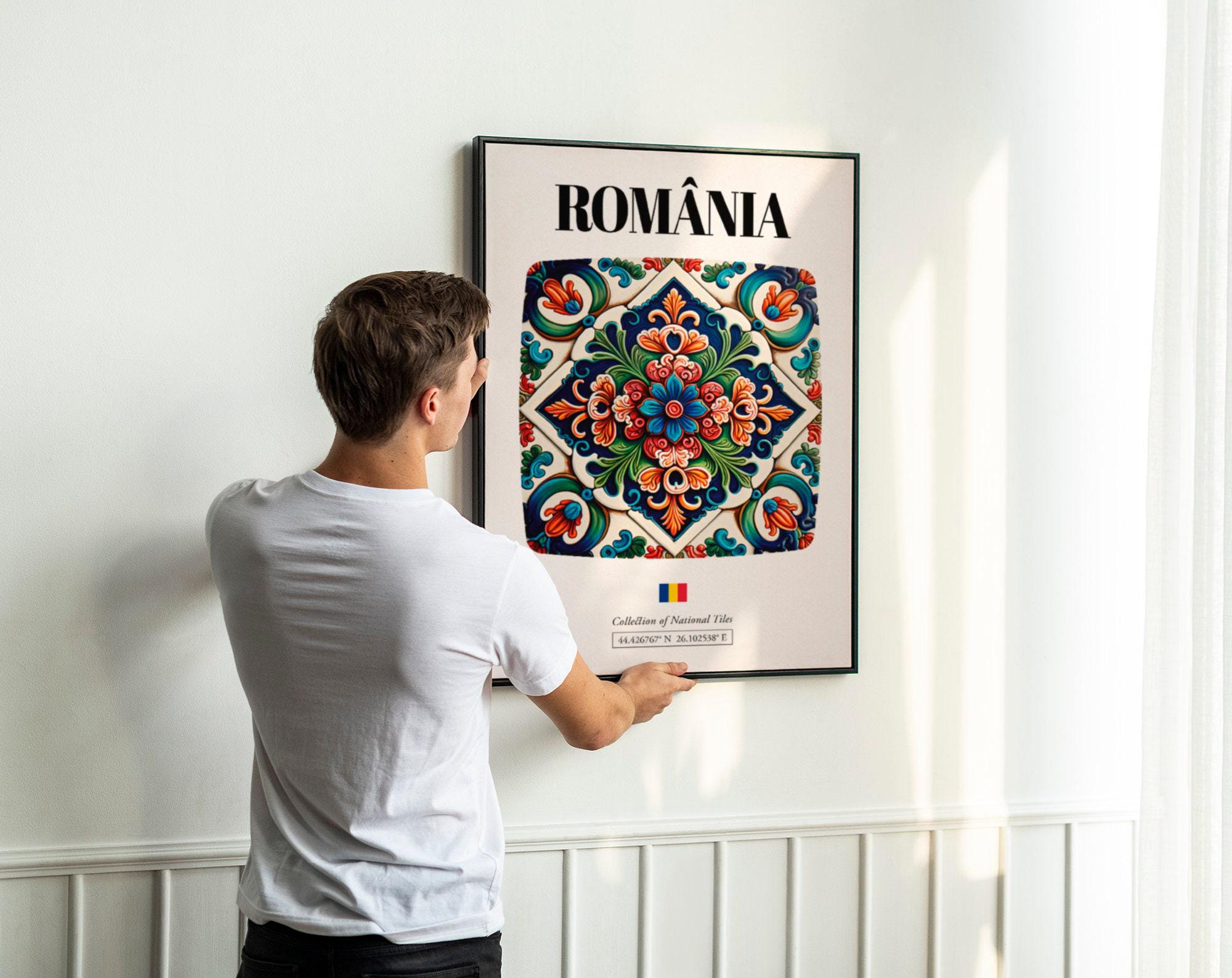 Romanian Tile Art Print: Traditional Pattern Wall Decor - Etsy