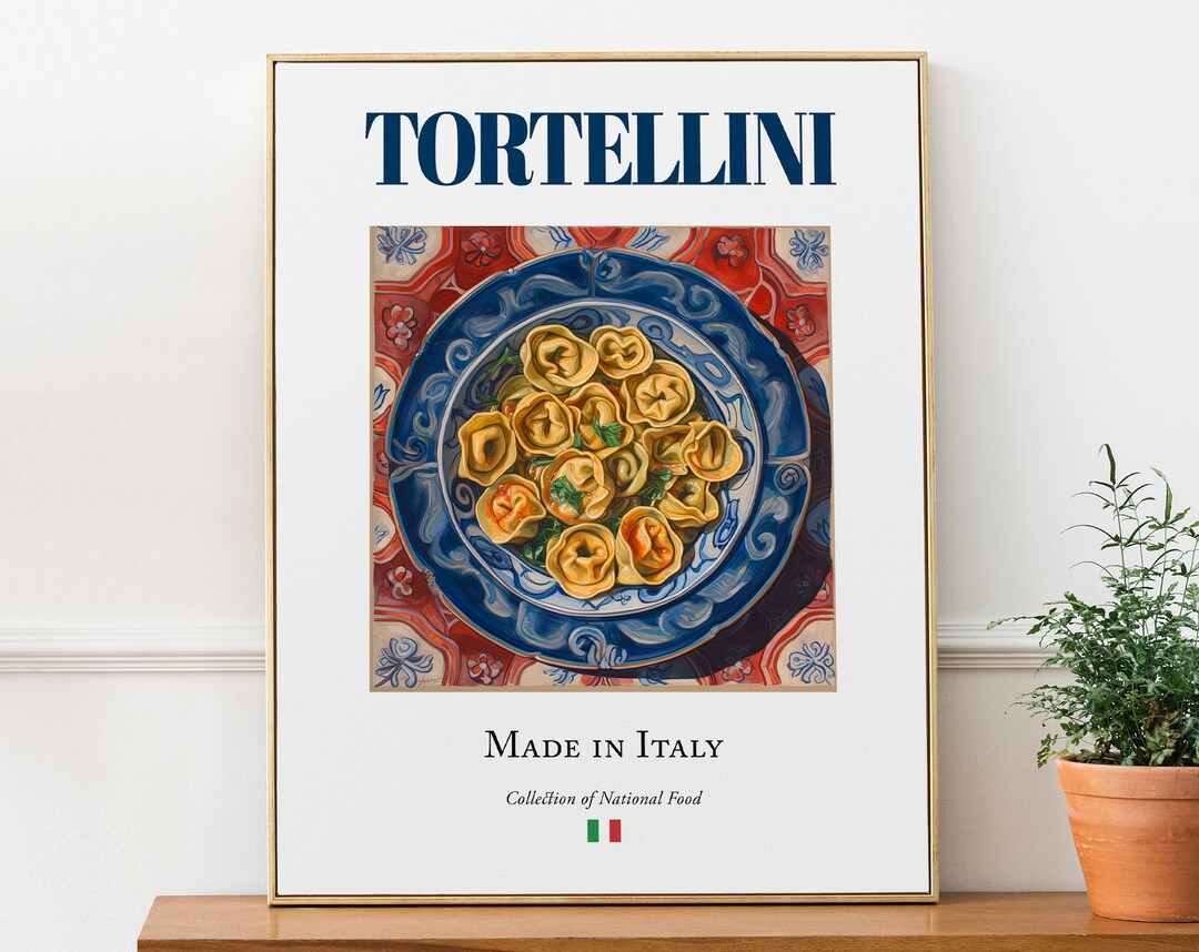 Tortellini on Maiolica Tile Plate, Traditional Italian Food Wall Decor ...