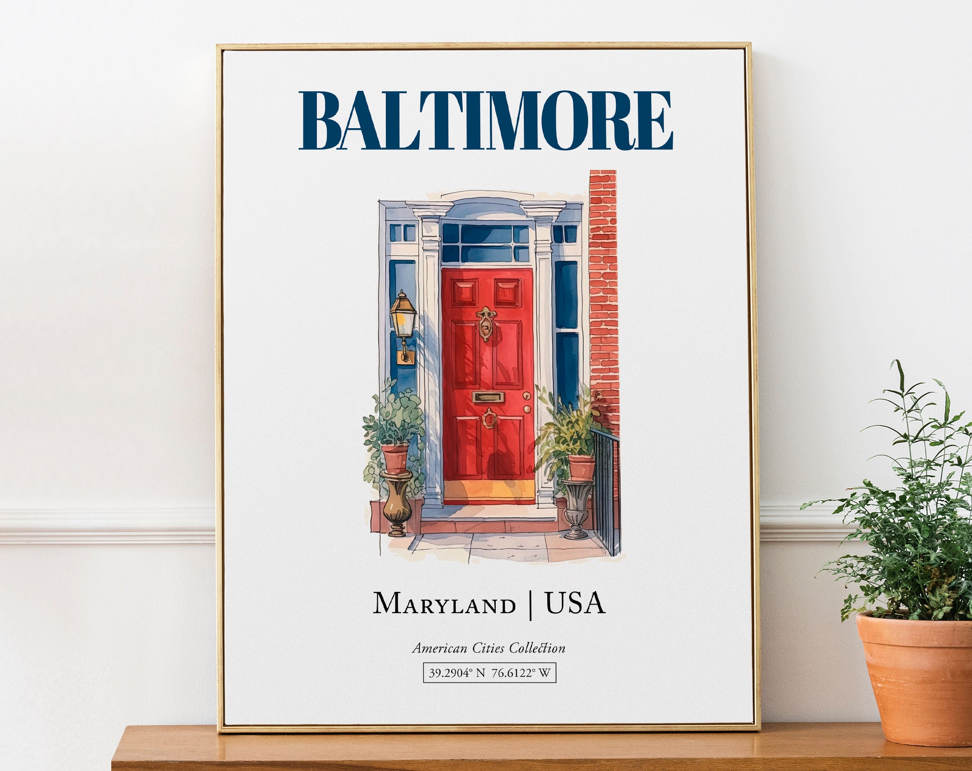 Baltimore Maryland USA Aesthetic Minimalistic Watercolor - Etsy