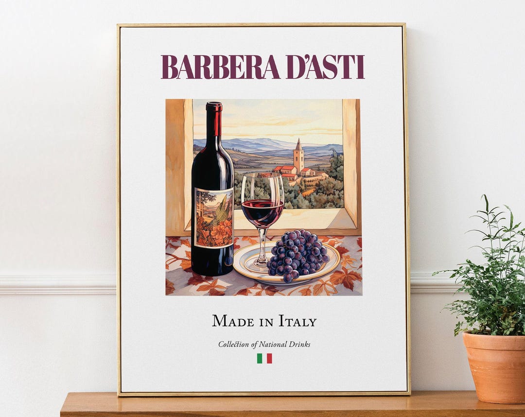 Barbera D'asti Wine Print, Italian Kitchen Bar Art Poster - Etsy