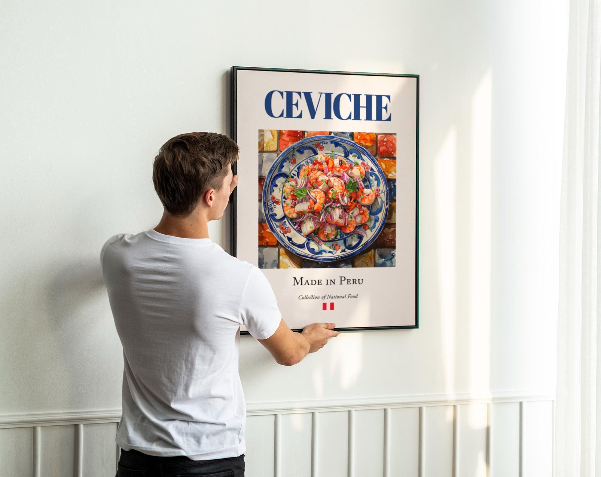 Ceviche on Maiolica Tile, Traditional Peruvian Dish Print Poster ...