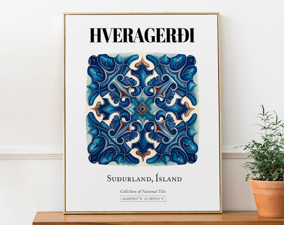 Hveragerði, Suðurland, Iceland, Traditional Tile Pattern Aesthetic Wall ...
