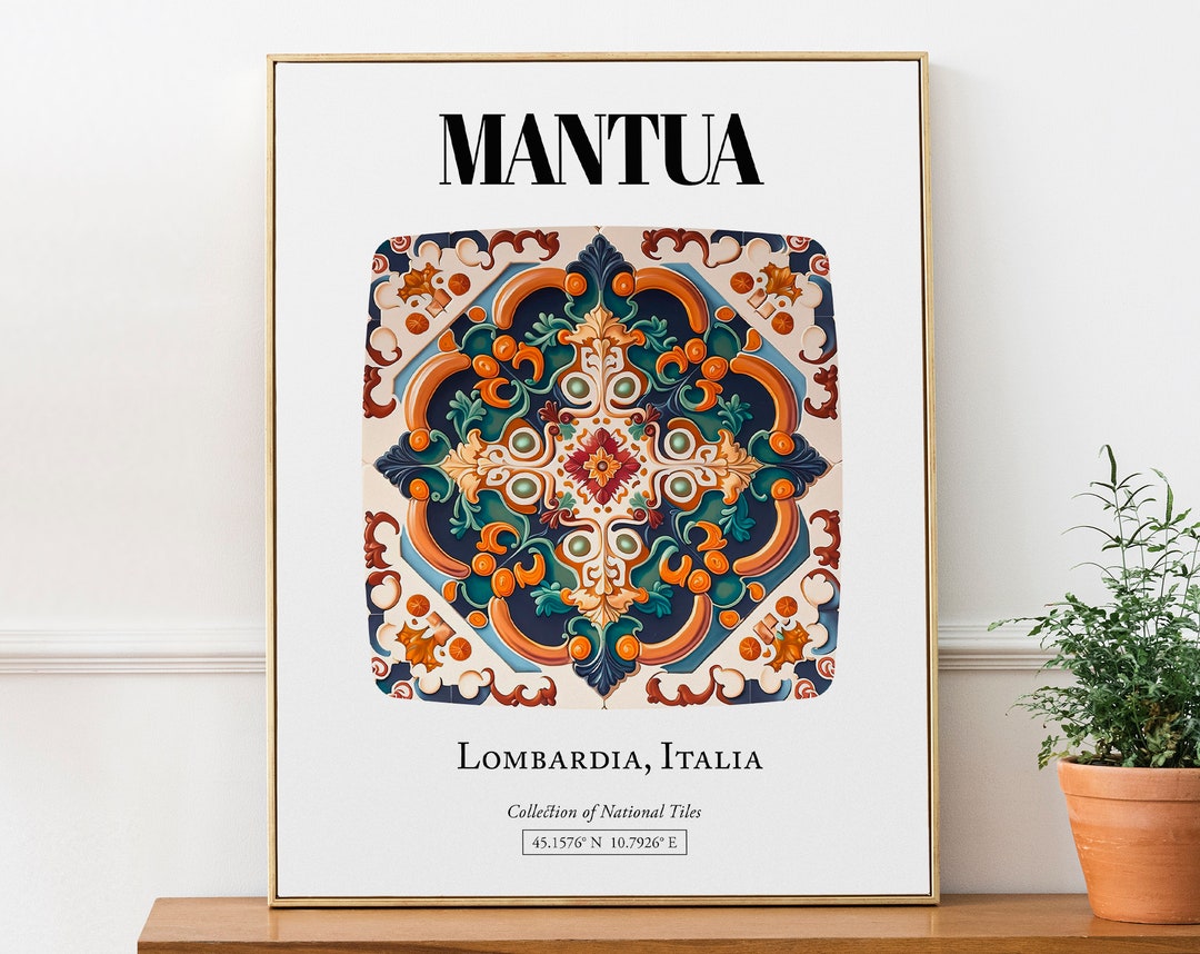 Mantua, Lombardia, Italy, Traditional Tile Pattern Aesthetic Wall Art ...