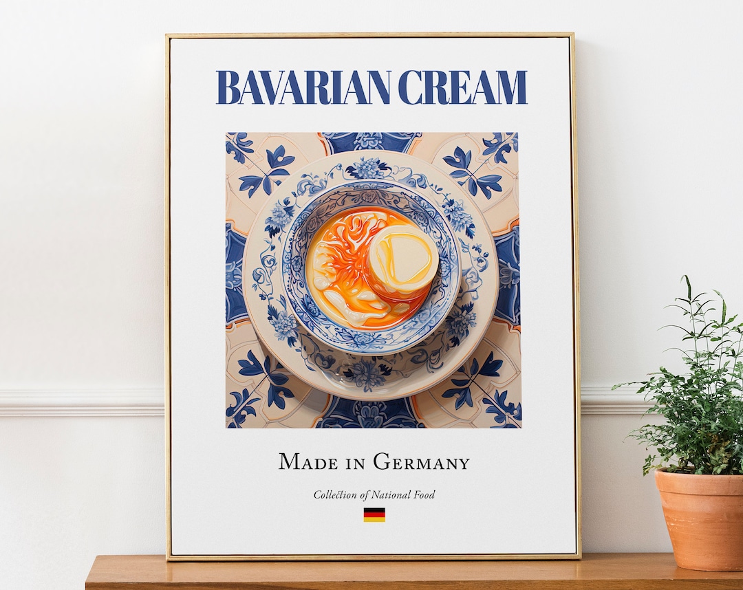 Bavarian Cream on Maiolica Tile Plate, Traditional German Food Wall Art ...