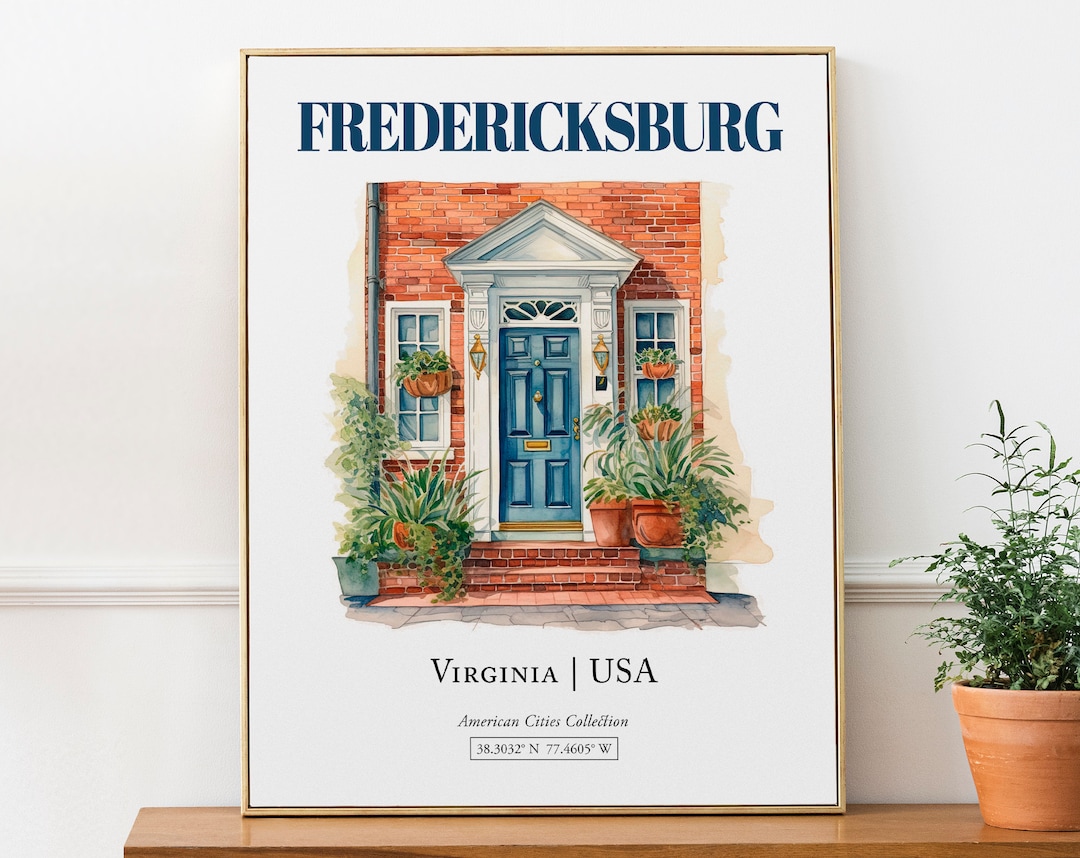 Fredericksburg, Virginia, USA, Aesthetic Minimalistic Watercolor ...