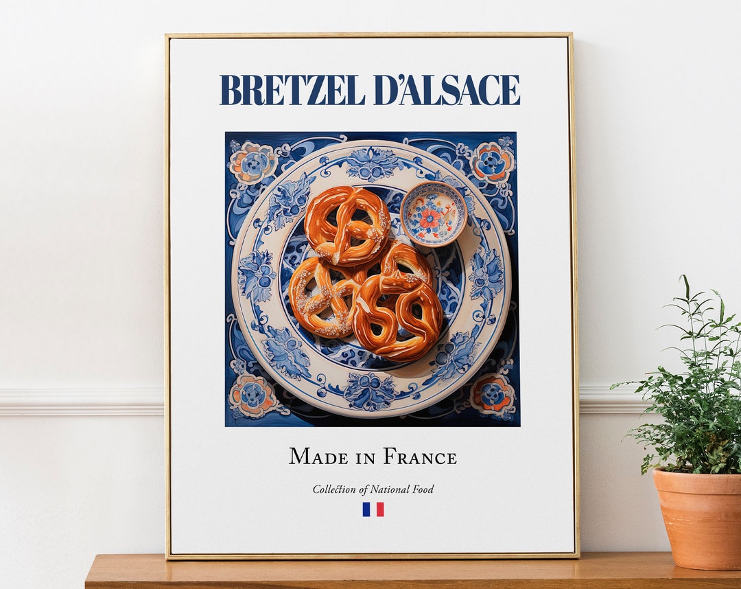 Bretzel D'alsace on Maiolica Tile Plate, Traditional French Food Wall ...