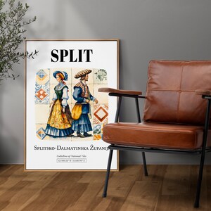 Split, Croatia, Traditional Tile With Folk Costumes Aesthetic Wall Art ...