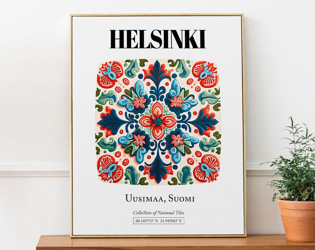 Helsinki Finland Tile Art Print: Traditional Finnish Design - Etsy