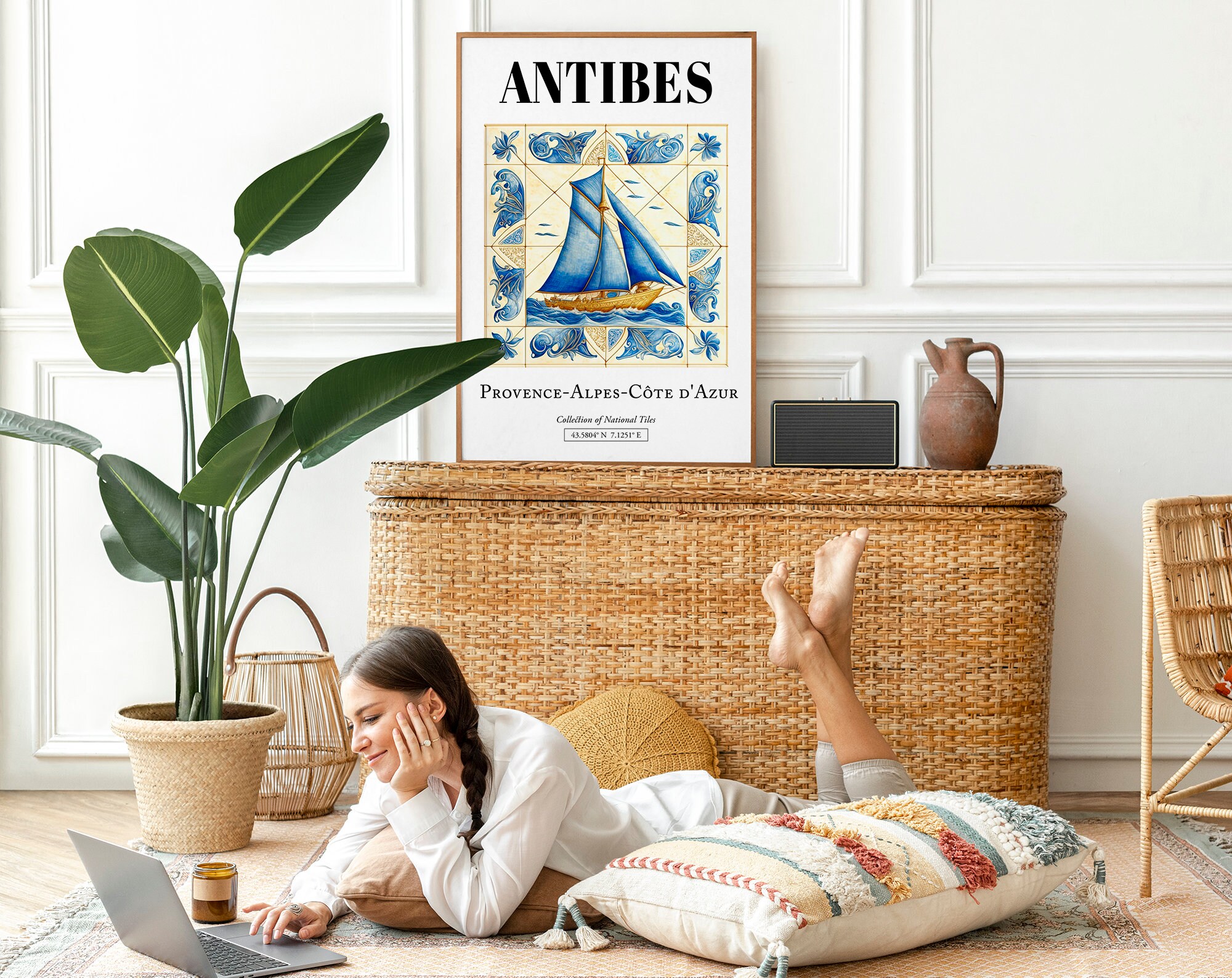 Antibes France Sea Yach Tile Pattern Aesthetic Wall Art - Etsy