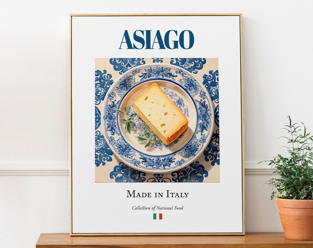 Asiago on Maiolica Tile Plate, Traditional Italian Food Wall Art Print ...