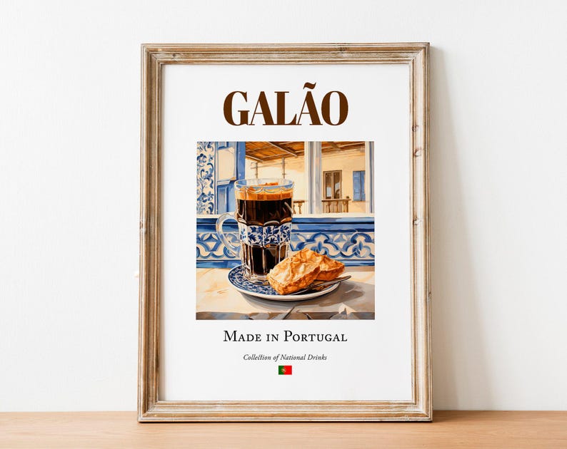 Galão Drink Art Print: Traditional Portugal Beverage on Azulejo Tile - Etsy