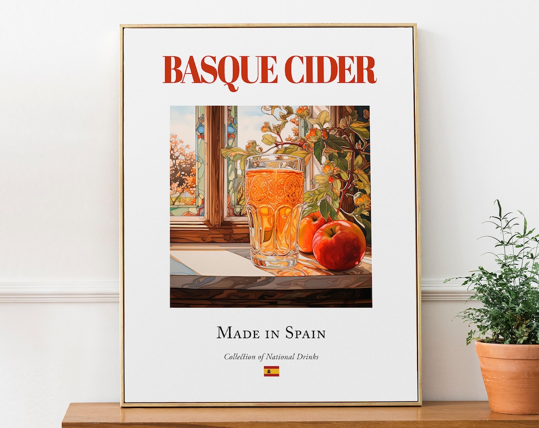 Basque Cider on Maiolica Tile, Traditional Spanish Beverage (drink ...