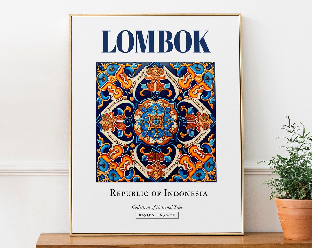 Lombok, Indonesia, Aesthetic Folk Traditional Tile, Wall Decor Print ...