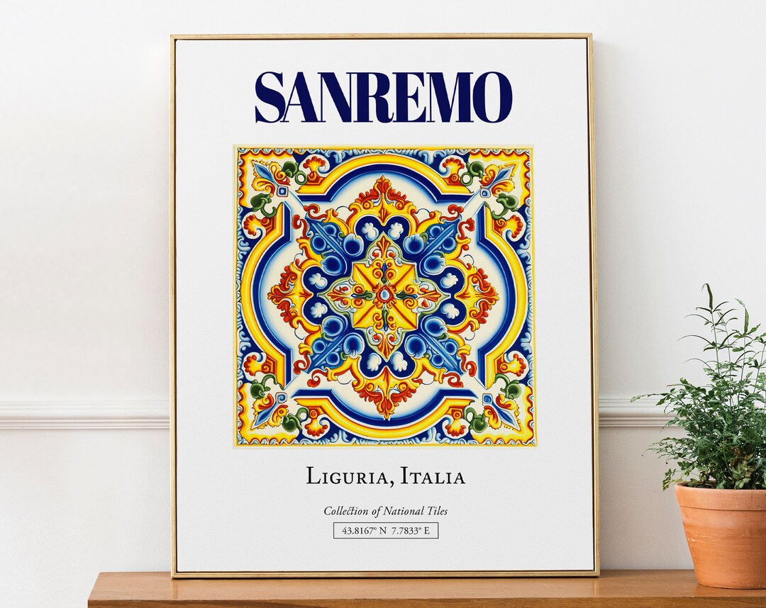Sanremo, Liguria, Italy, Aesthetic Traditional Maiolica Tile, Wall Art ...