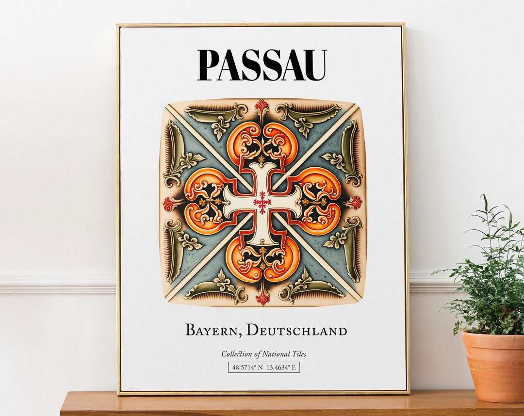 Passau, Bayern, Germany, Traditional Tile Pattern Aesthetic Wall Art ...