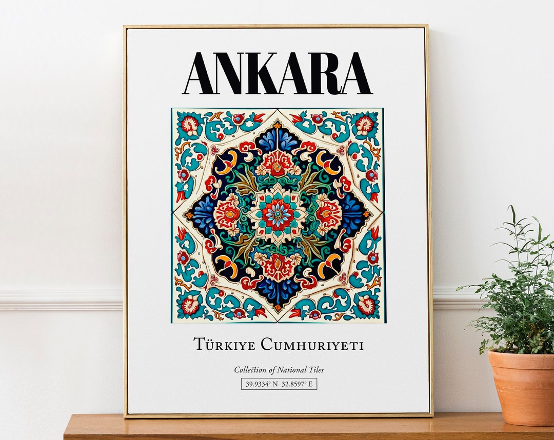 Ankara, Turkey, Aesthetic Traditional Izmir Tile, Wall Art Décor Print ...